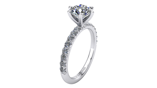 Buy 6 prong French Pave Diamond Engagement Ring Round Platinum 28 Diamonds